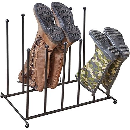Wellington Boot Rack - Black - Metal - Indoor and outdoor - Holds six ...