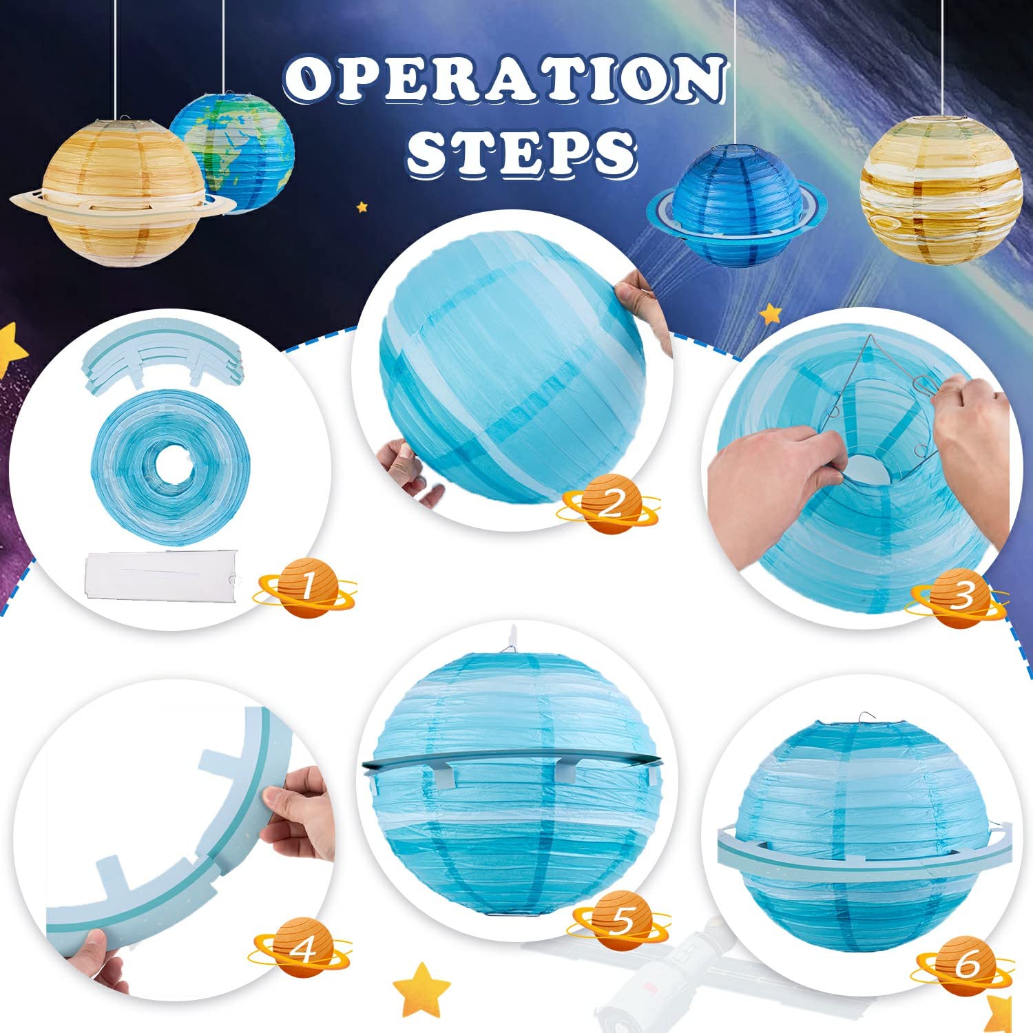 Snapklik.com : 8 PCS Planet Paper Lanterns Solar System Planets Lantern ...