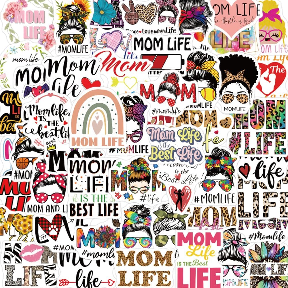 Amazon.com: 50 PCS Mom Life Stickers,Funny Mom Gifts,Multicolor Cute ...