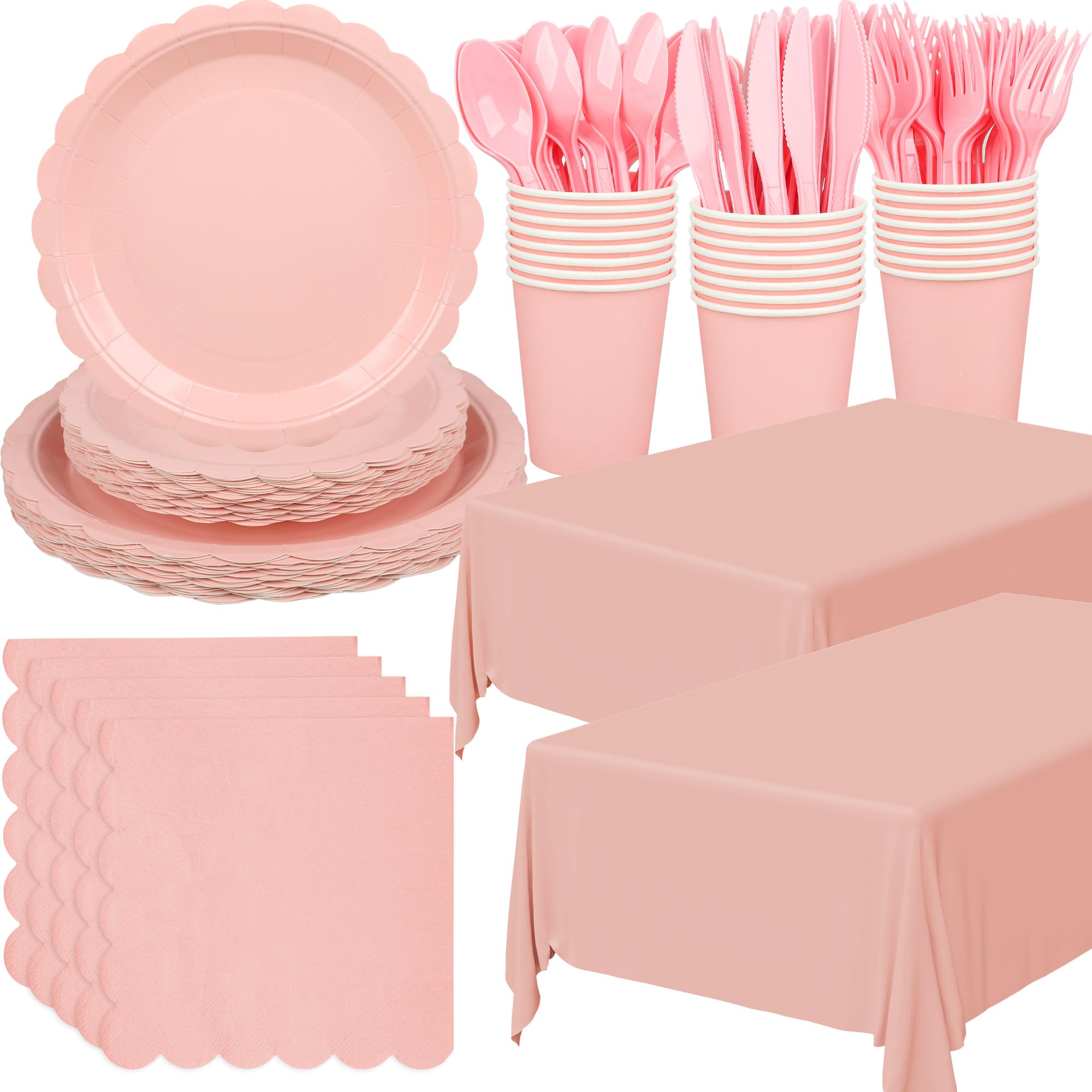 Amazon.com: 177 Pcs Light Pink Party Supplies Light Pink Party ...