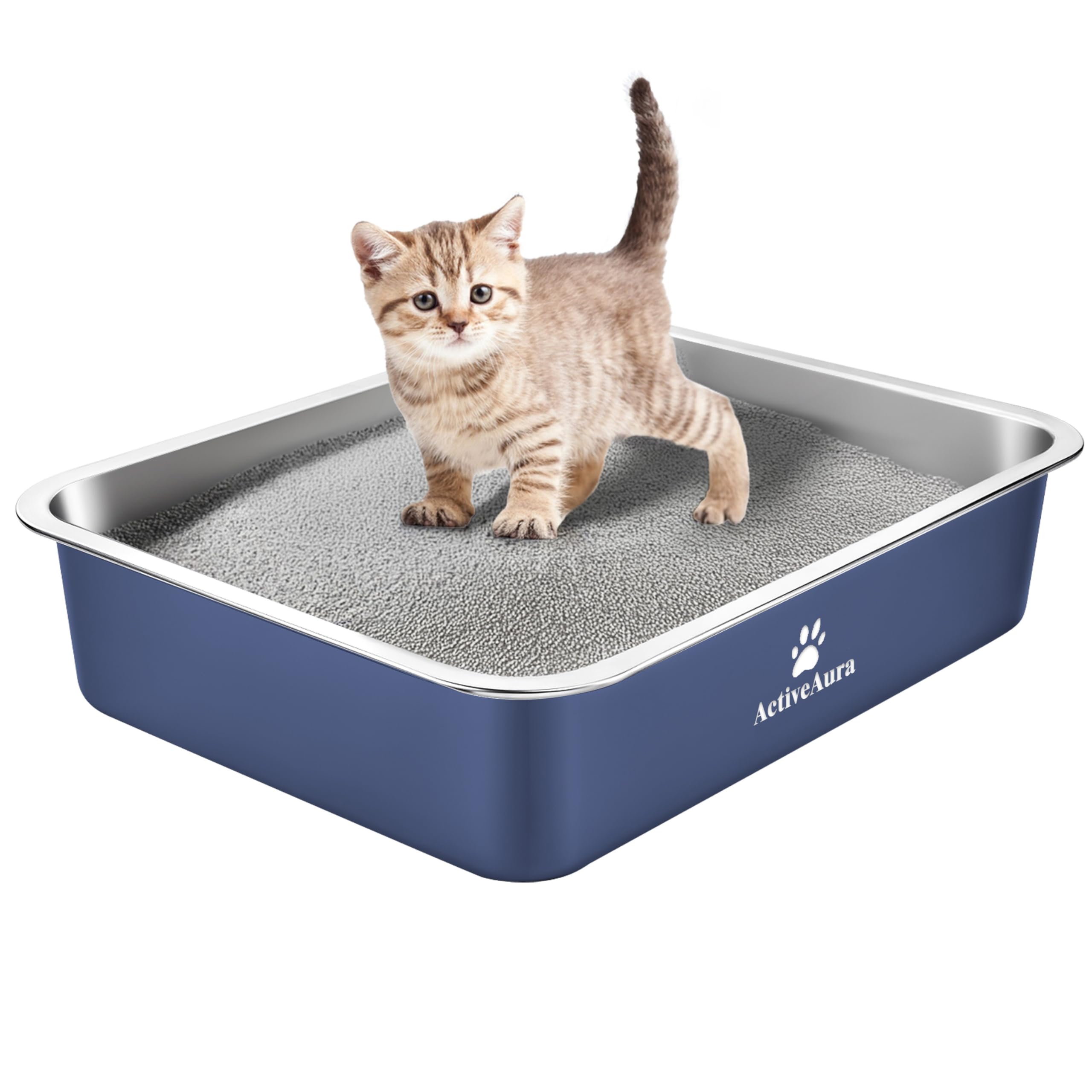Amazon.com: Stainless Steel Cat Litter Box,Kitty Litter Box with Letter ...
