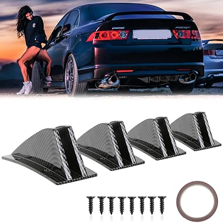 Amazon.com: JMTBNO 4pcs Carbon Fiber Curved Shape Rear Bumper Diffuser ...