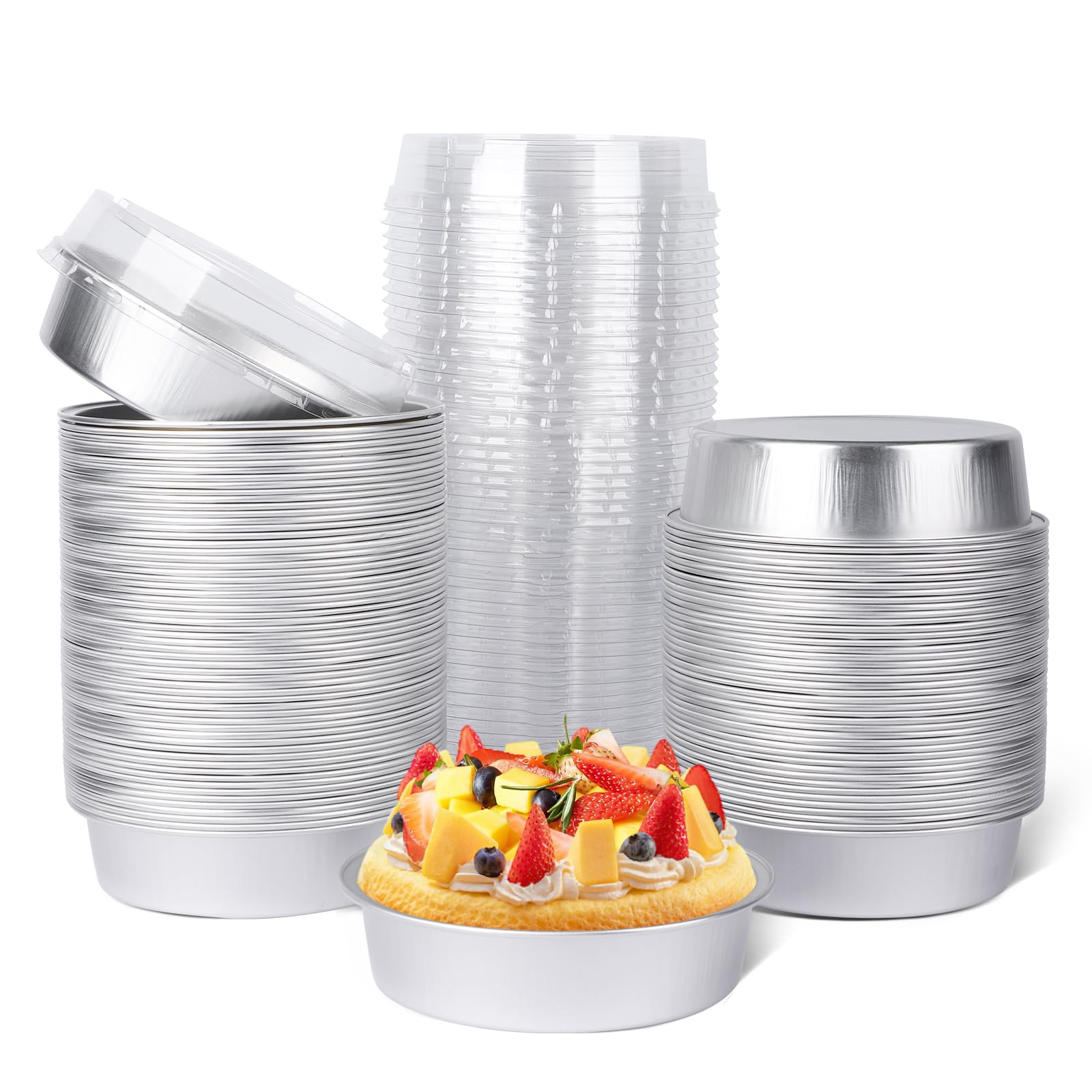 Beasea Mini Pie Pans with Lids, 120 Pack 4 Inch 8oz Disposable Mini ...