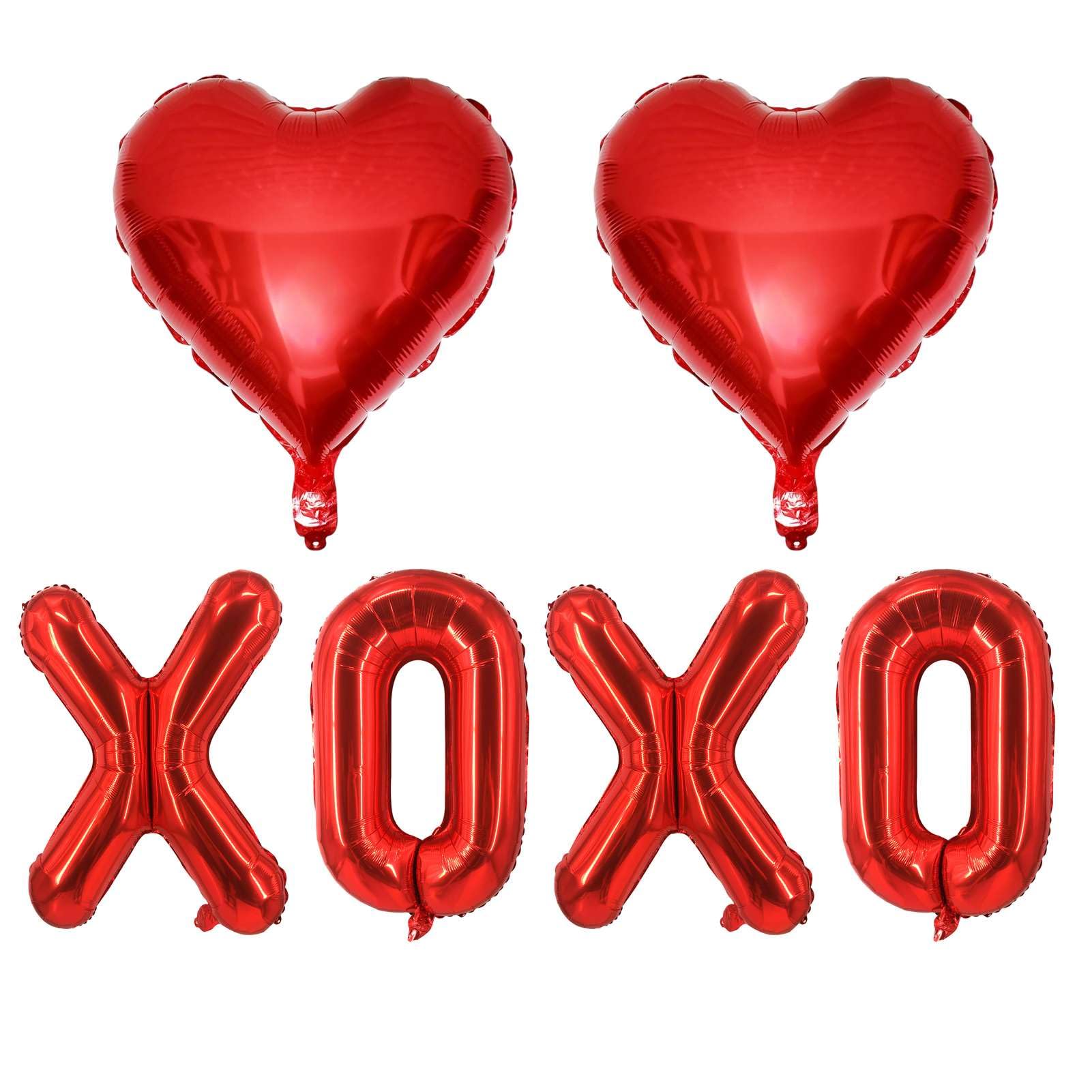 Amazon.com: 6 Pcs Red Heart Shaped Balloons Red Letters XOXO Valentine ...