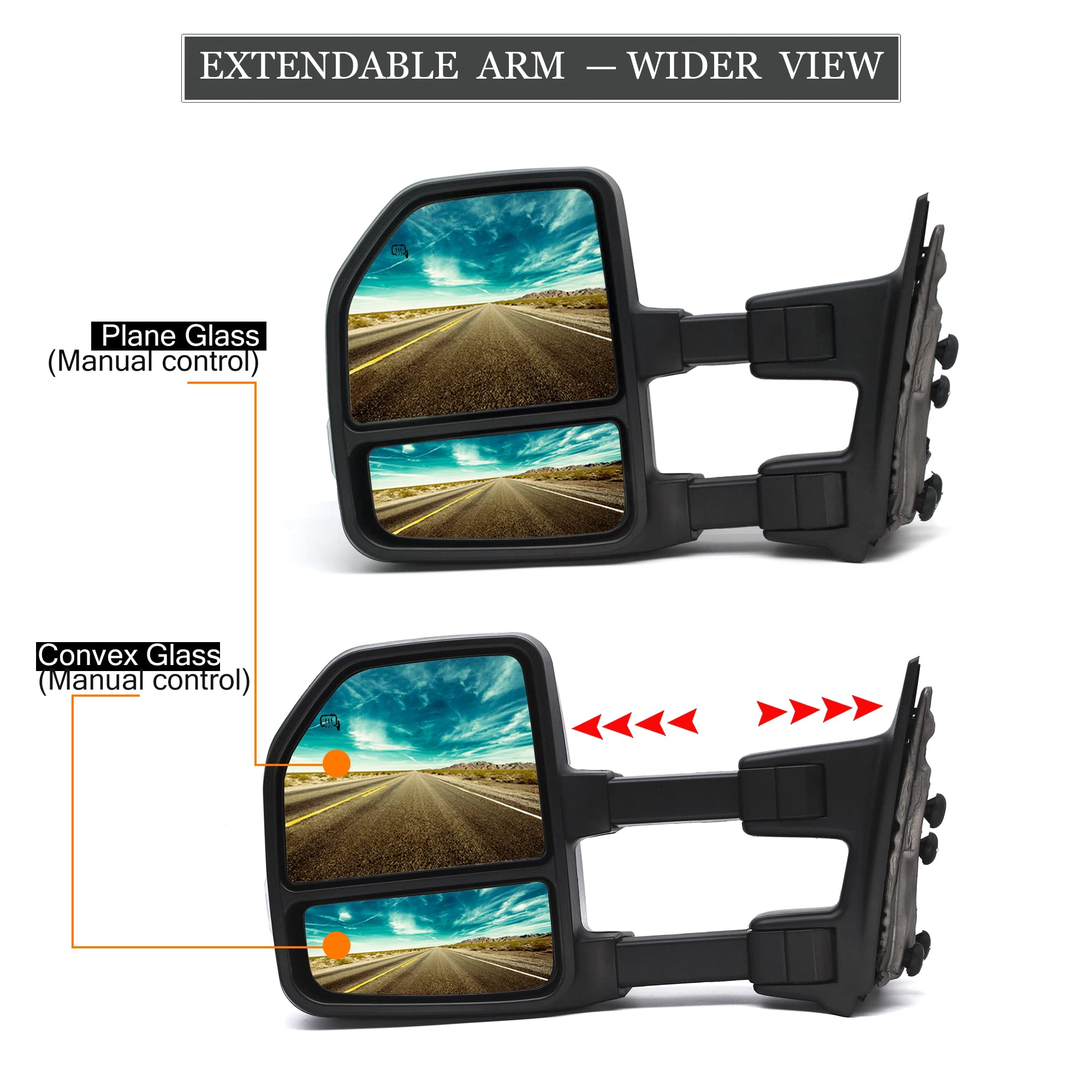 Snapklik.com : Upgrade Style Towing Mirrors Fit For 1999-2016 Ford F250 ...