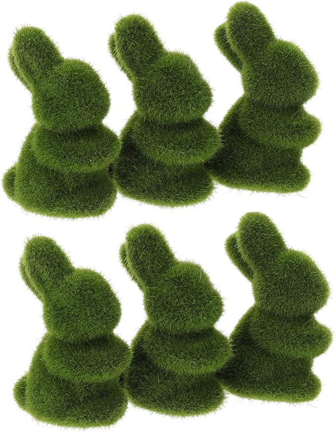 Amazon.com: Toyvian 6pcs Moss Bunny Decor Realistic Rabbit Figurine for ...