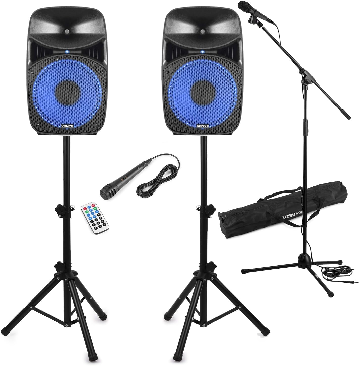 VPS082 8 Inch PA Speaker Complete Stage Sound System with Stands ...
