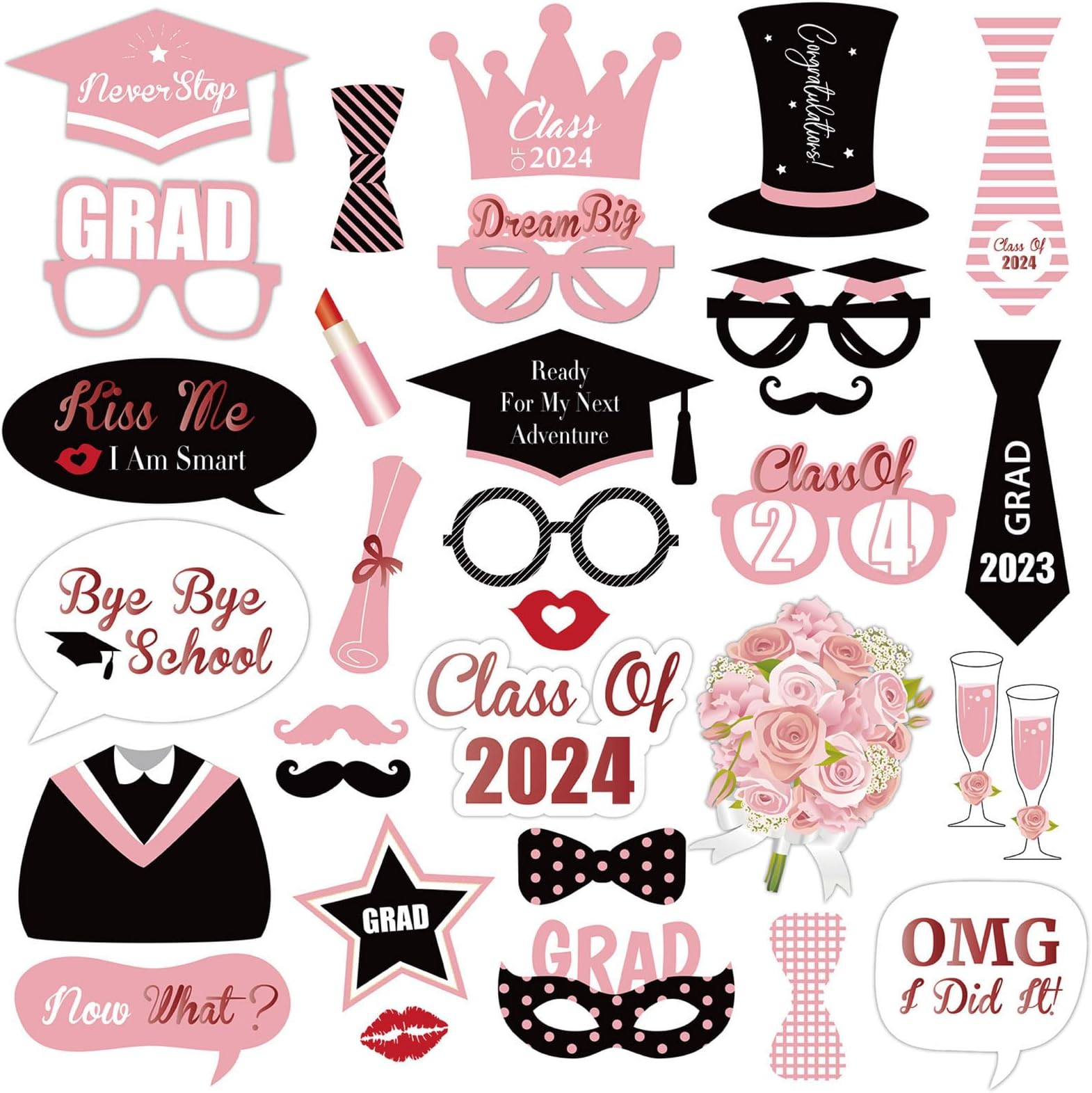 Amazon.com: Konsait Rose Gold Graduation Photo Booth Props Party ...