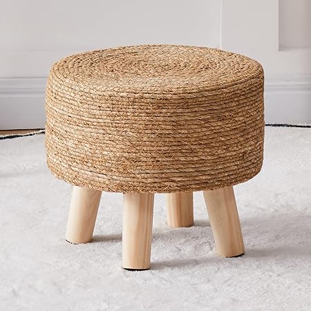 Amazon.com: Cpintltr Foot Stool Natural Seagrass Hand Weave Poufs Round ...