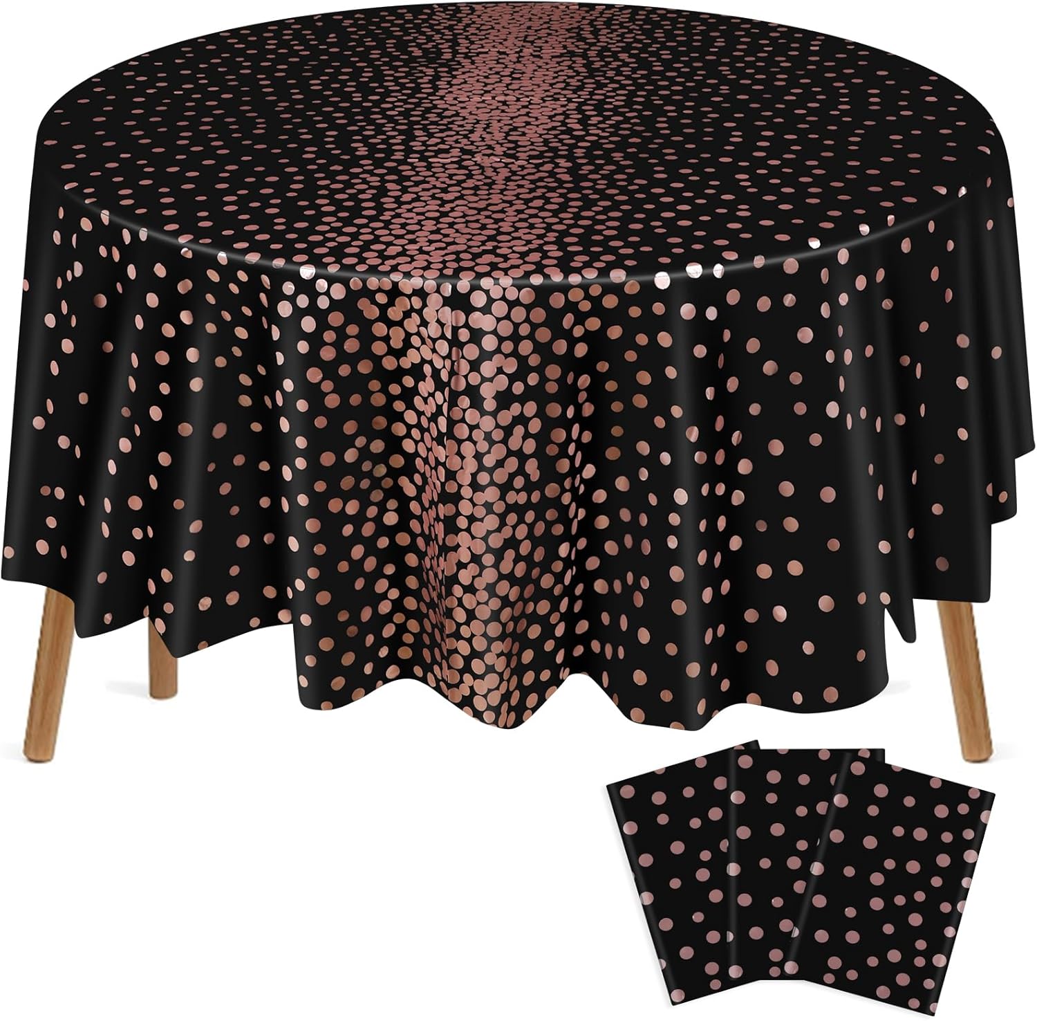 Amazon.com: VitalCozy 3 Pcs Round Dot Tablecloth 84 Inch Plastic Table ...