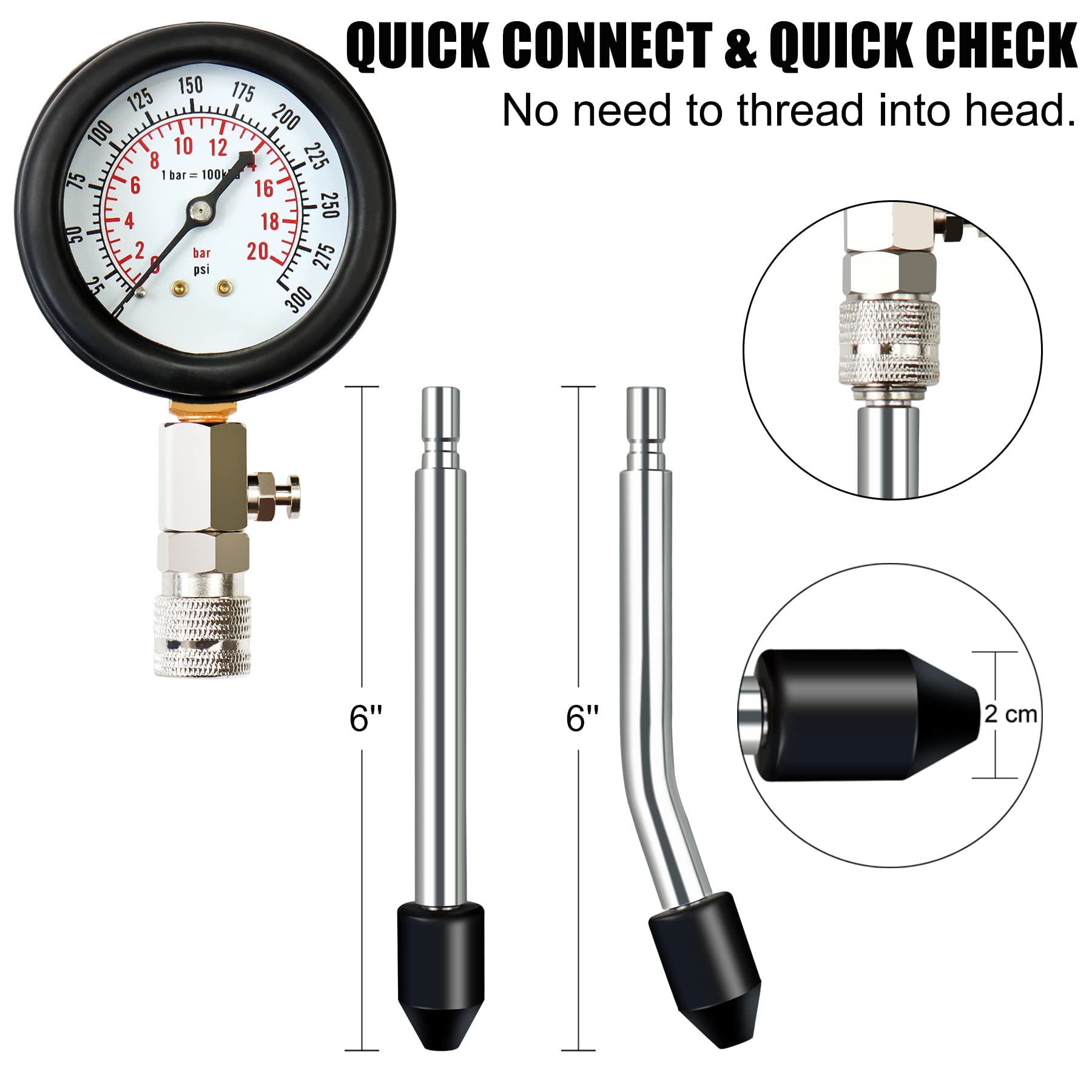 Snapklik.com : Cylinder Compression Tester, 8PCS Small Engine Pressure ...