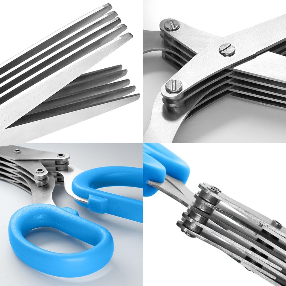 2 Packs Stainless Steel Herb Scissors, Multi-purpose Kitchen Shear with ...