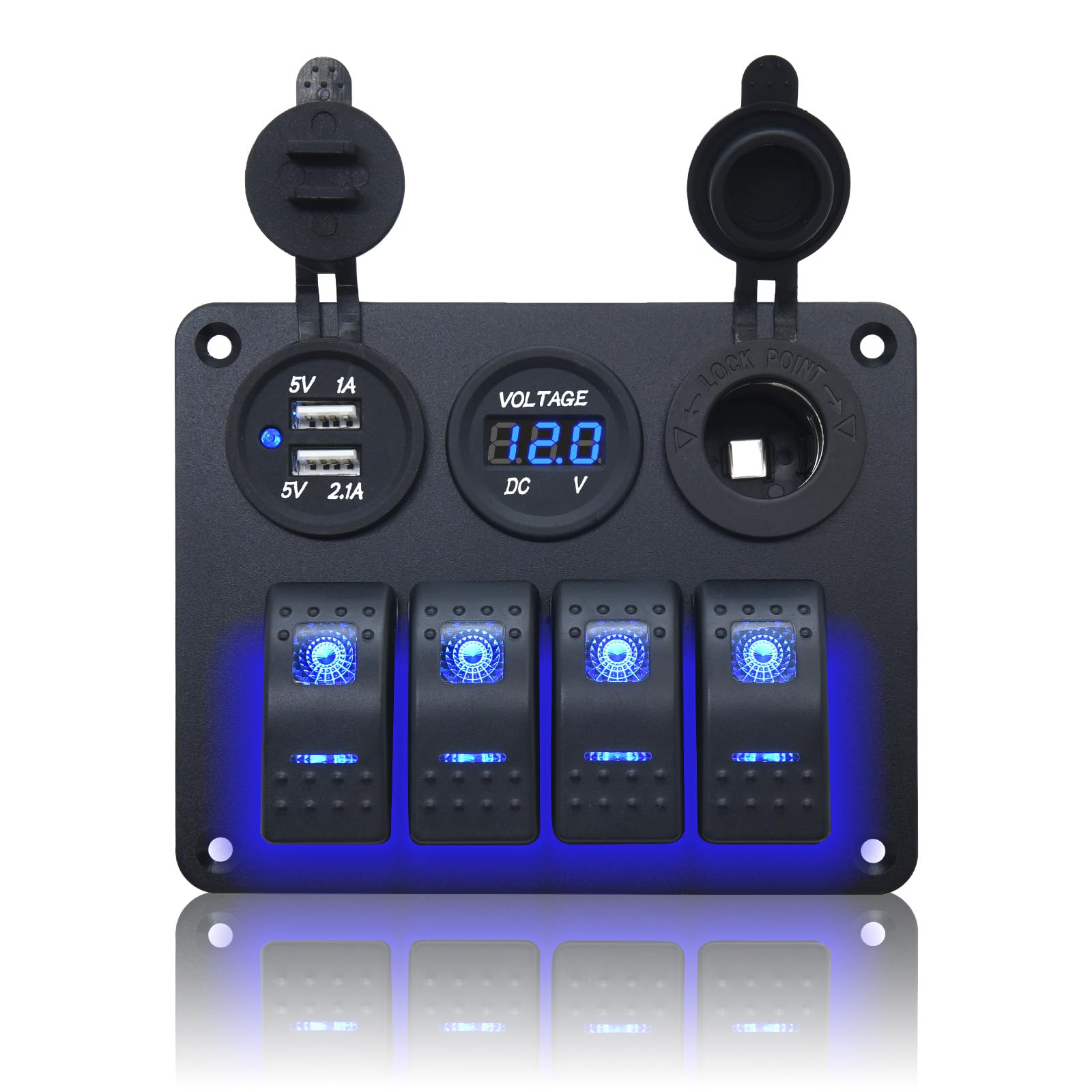 Snapklik.com : Geloo Boat Rocker Switch Panel Waterproof, 4 Gang Marine ...