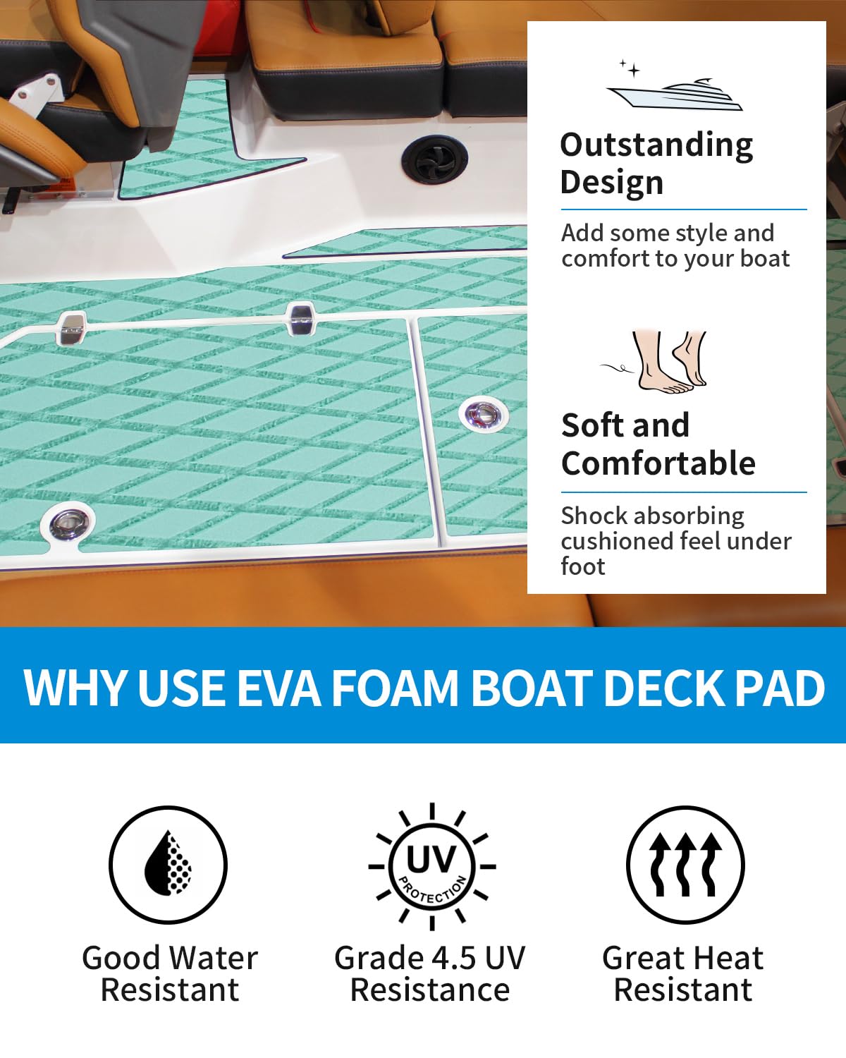 Snapklik.com : OCEANBROAD Self-Adhesive 96x16 Boat Flooring Non-Slip ...