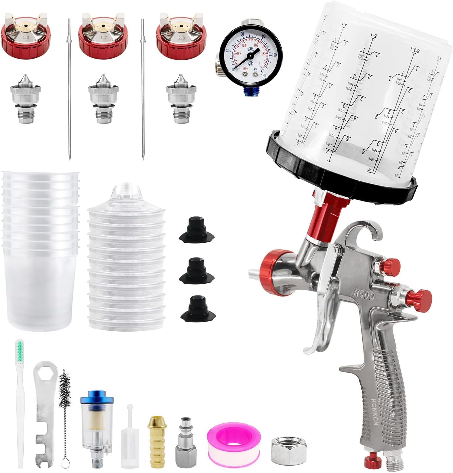 Amazon.com : LVLP Spray Gun R500 1.3mm Gravity Feed Car Paint Spray Gun ...