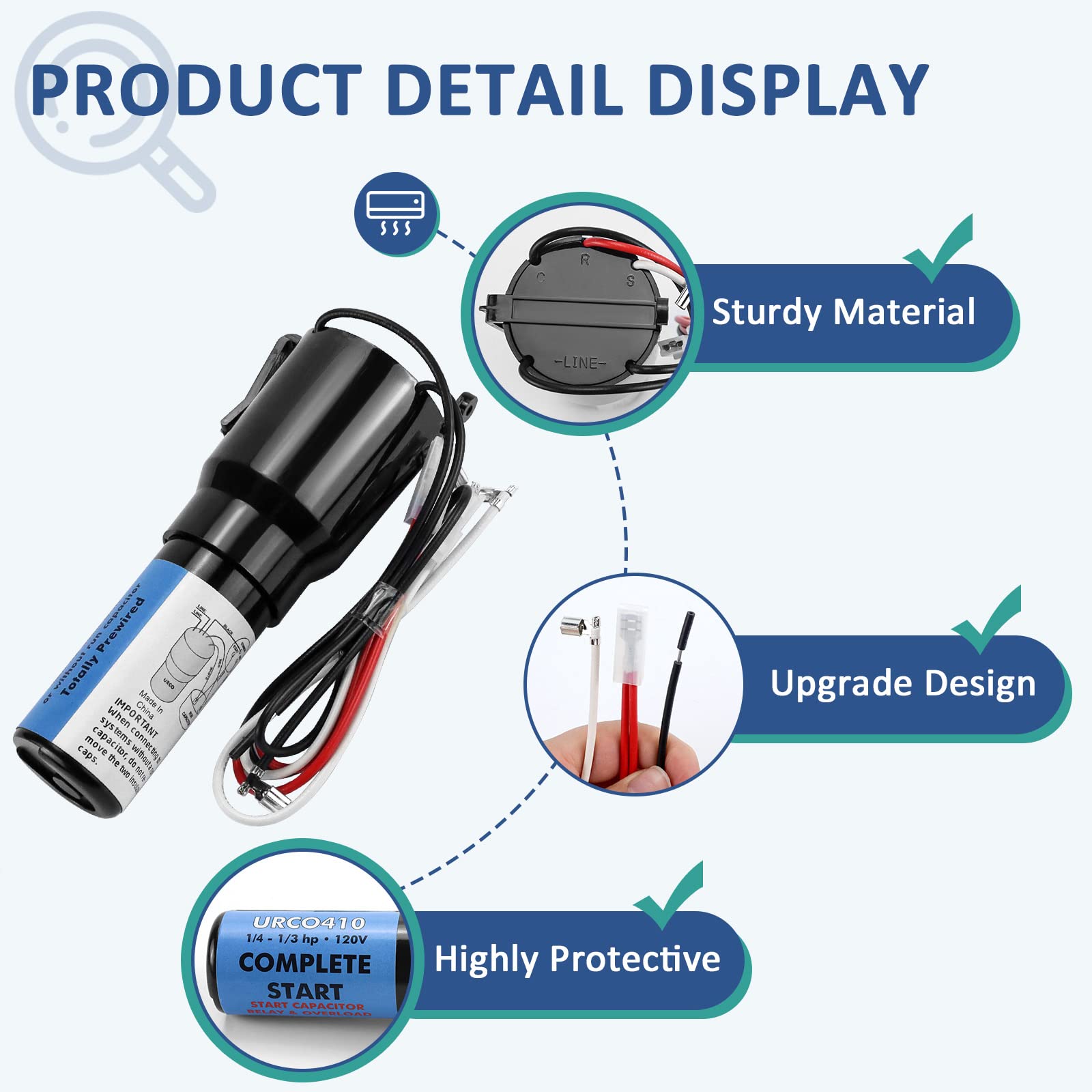 Snapklik.com : URCO410 3 In 1 Hard Start Capacitor Kit For ...