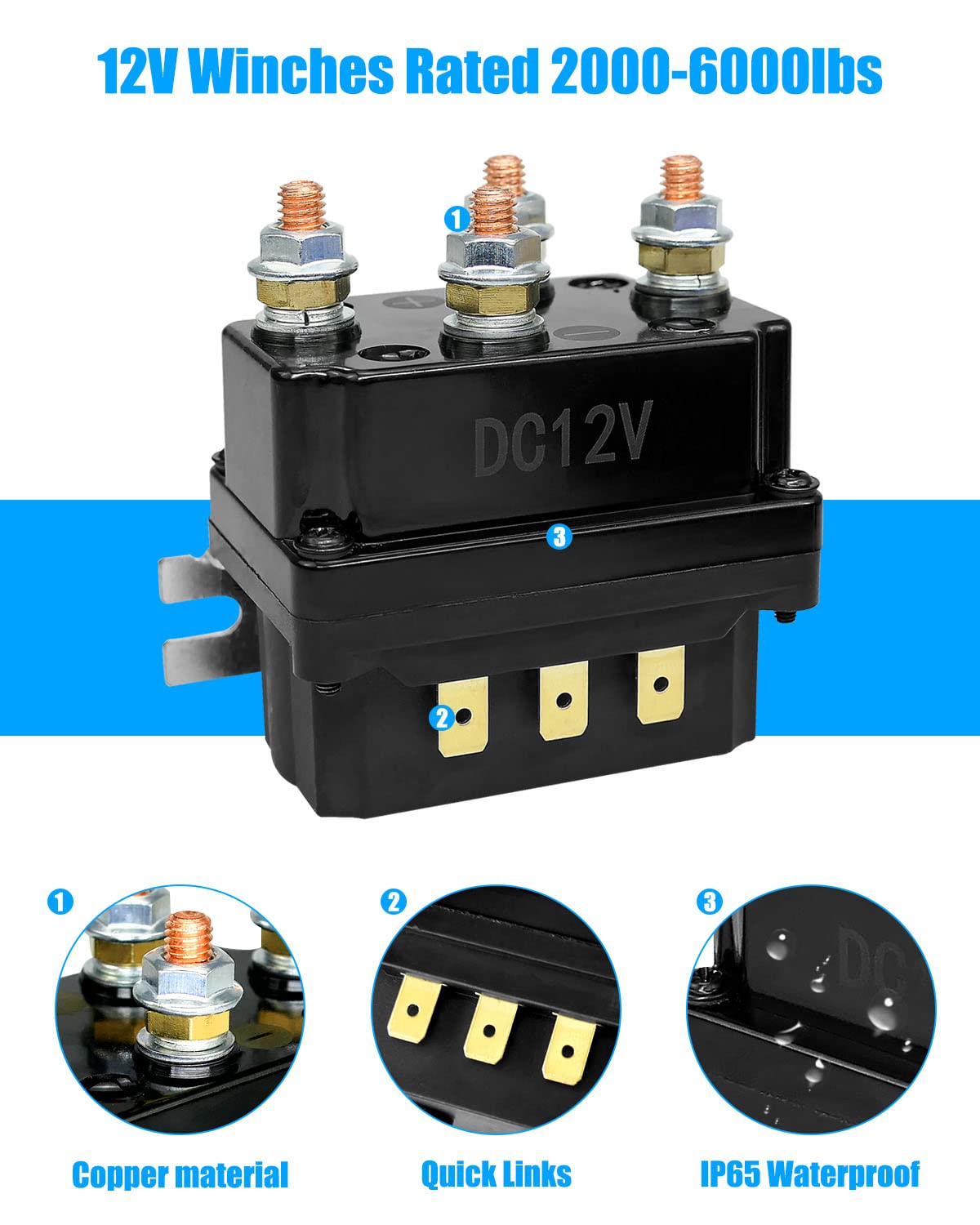 Snapklik.com : Wireless Winch Remote Control Kit, 12V 250A Winch ...