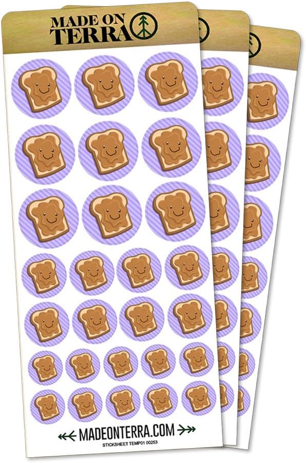 Amazon.com: Cute Peanut Butter Toast Removable Matte Sticker Sheets Set