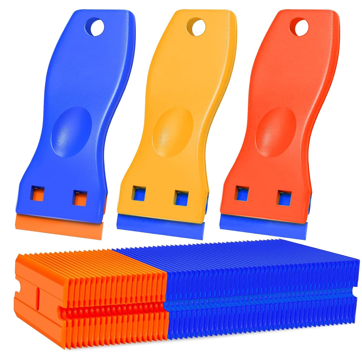 3PCS Plastic Razor Scraper with 60PCS Blades, Plastic Scraper Tool ...