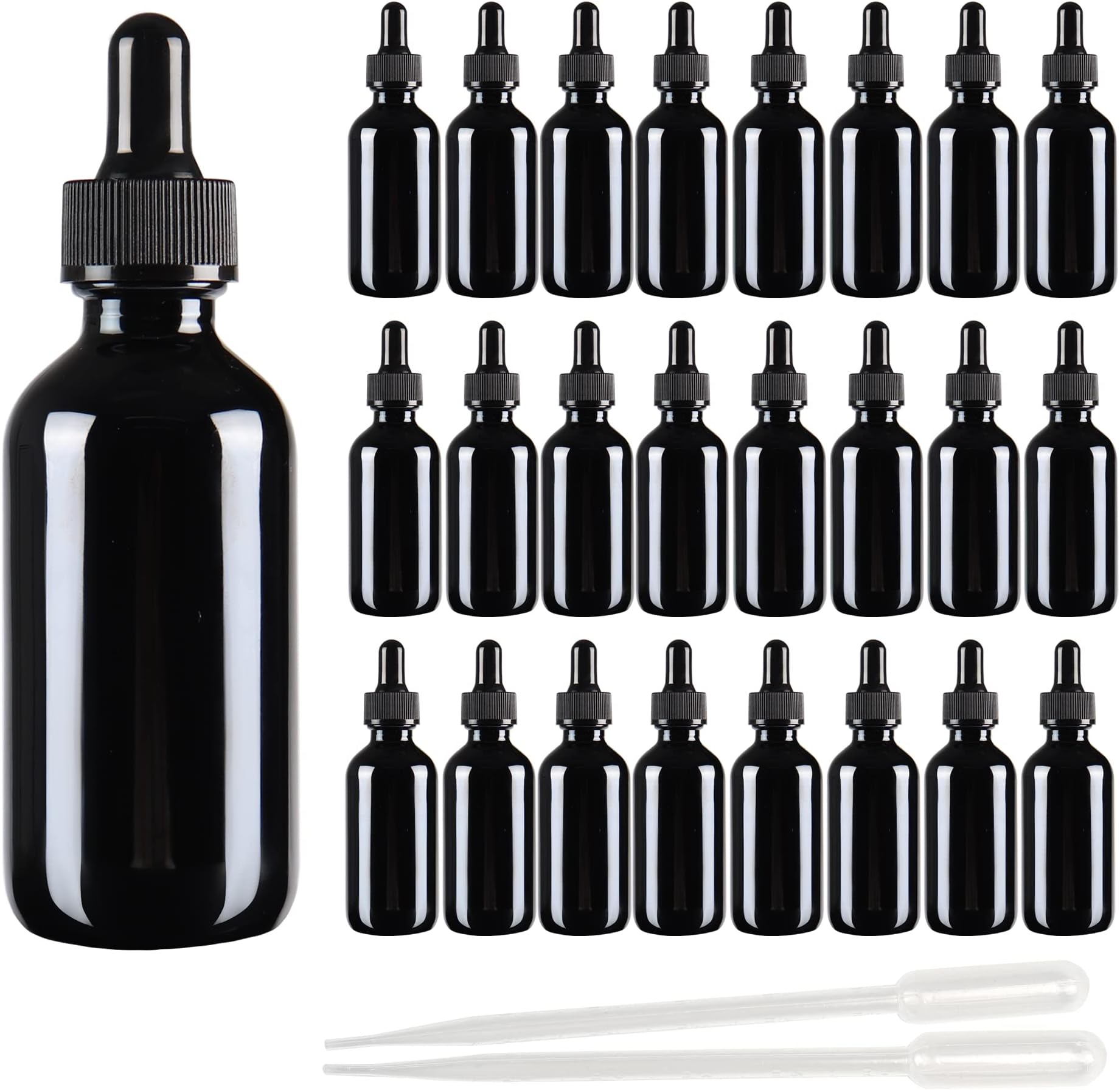 Amazon.com: Easeen 48 Pack 2oz Glass Dropper Bottles, Black Eye Dropper ...