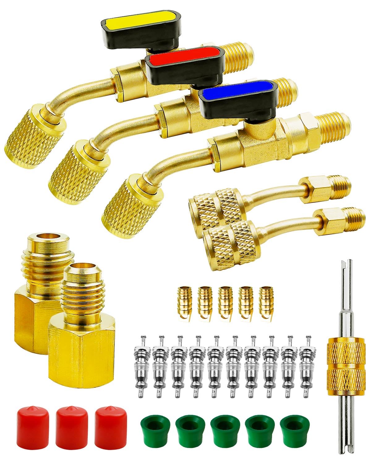 Air Conditioner Refrigerant Angled Compact Ball Valve for R410A R134A ...