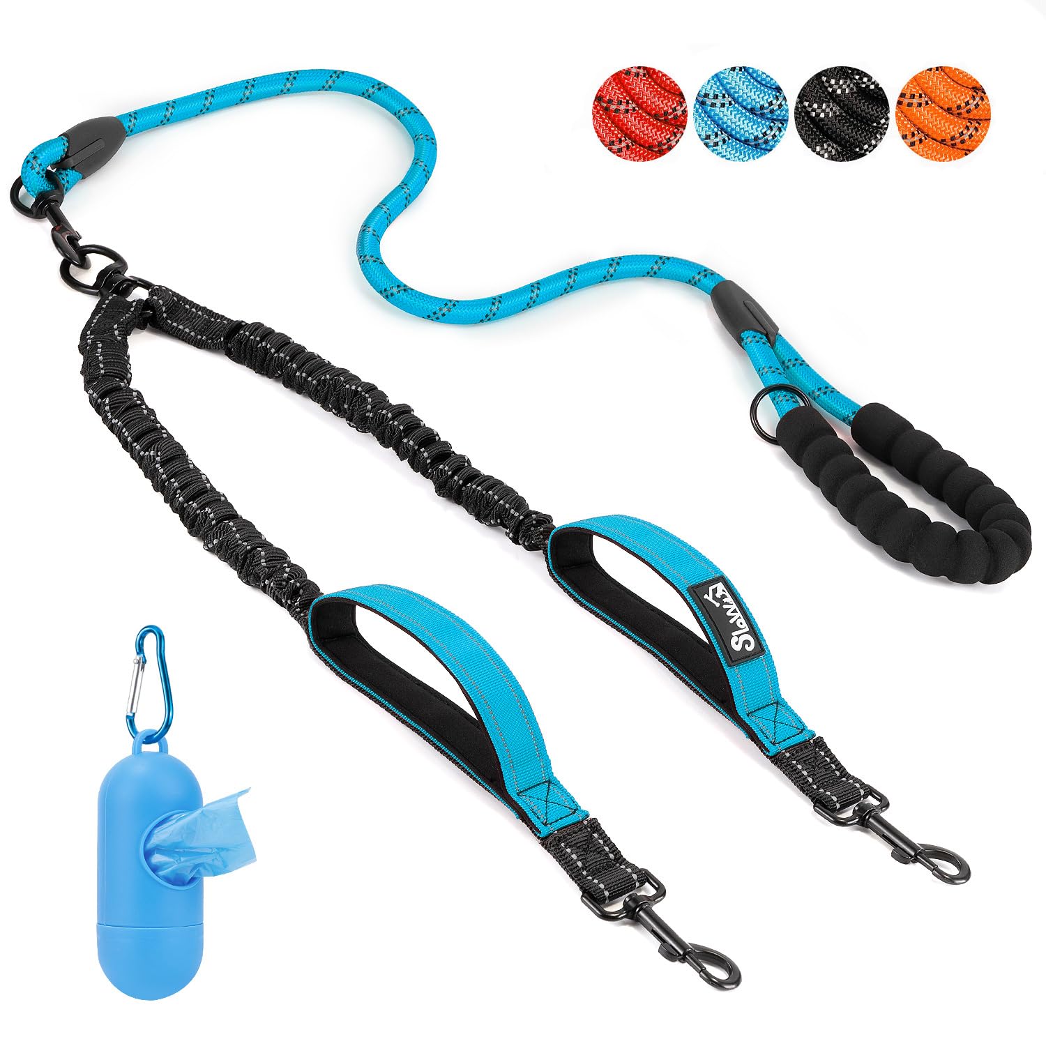 Eyein Double Dog Leash No Tangle - 360° Swivel Heavy Duty Reflective ...