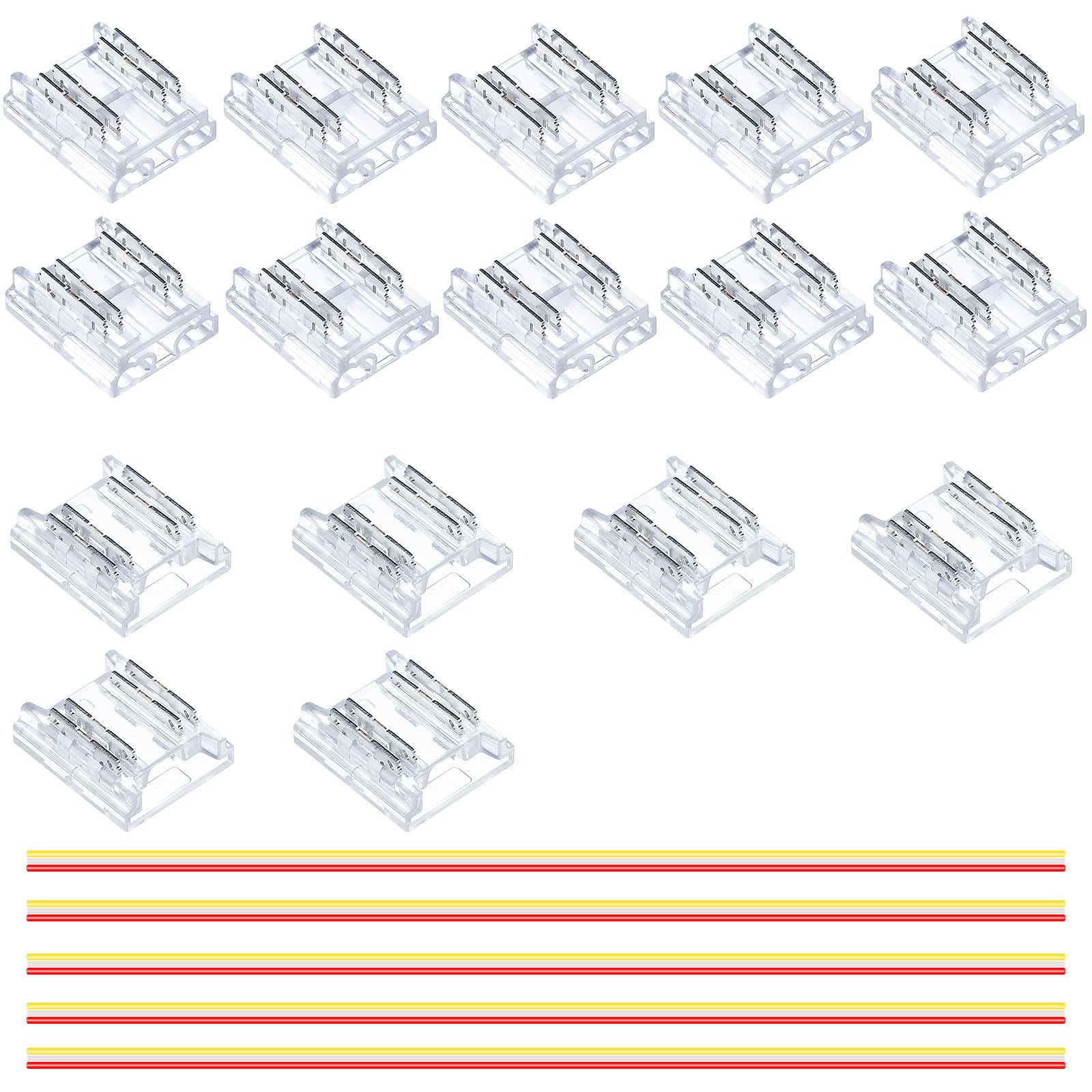 GOMING 10mm/0.39in CCT COB LED Strip Connector Kit 4Pin 10Pcs Strip to ...