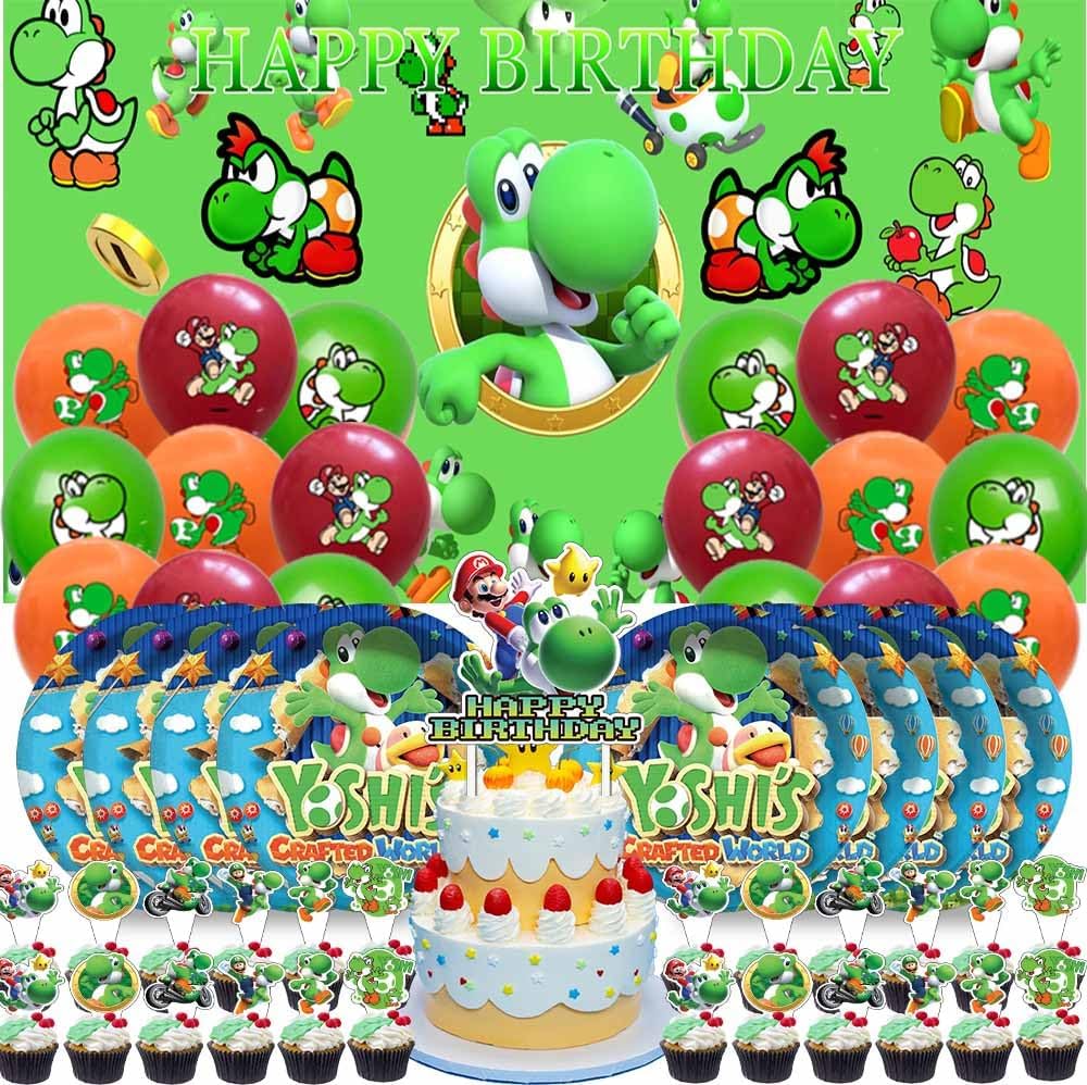 Amazon.com: BEBITZ Yoshi Party Supplies Plates Decorations Birthday ...