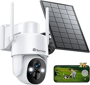 Amazon.com : Techage 2K Solar Camera Outdoor Wireless, Security Camera Wireless Outdoor, Battery ...