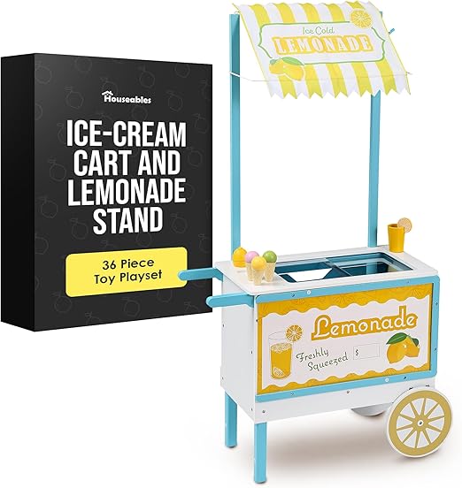 Amazon.com: Houseables Lemonade Stand, Ice Cream Cart, Lemonade Stand ...