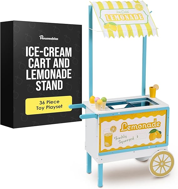 Amazon.com: Houseables Lemonade Stand, Ice Cream Cart, Lemonade Stand ...
