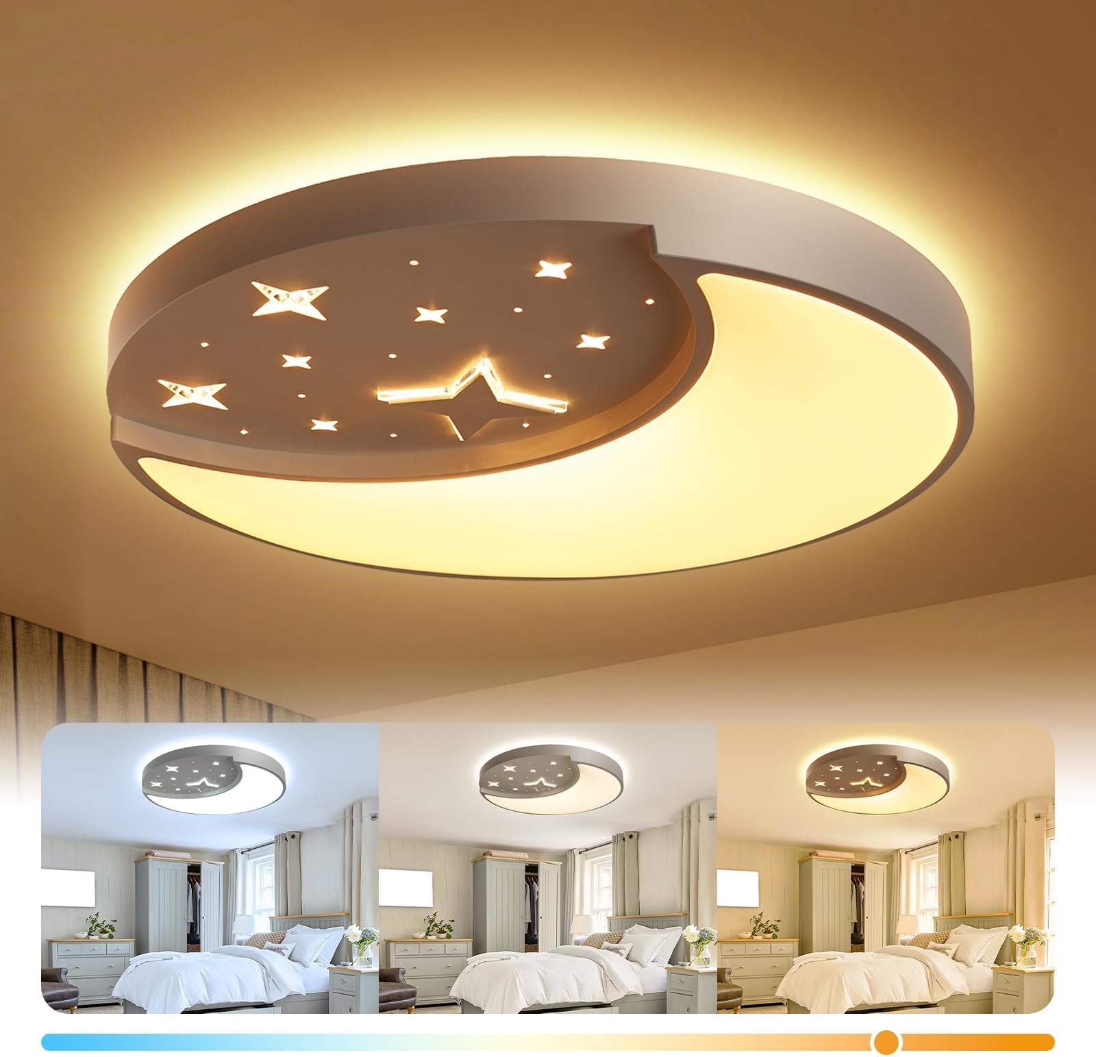 12 Inch Ceiling Light Fixtures, Creative Moon & Star Bedroom Ceiling ...
