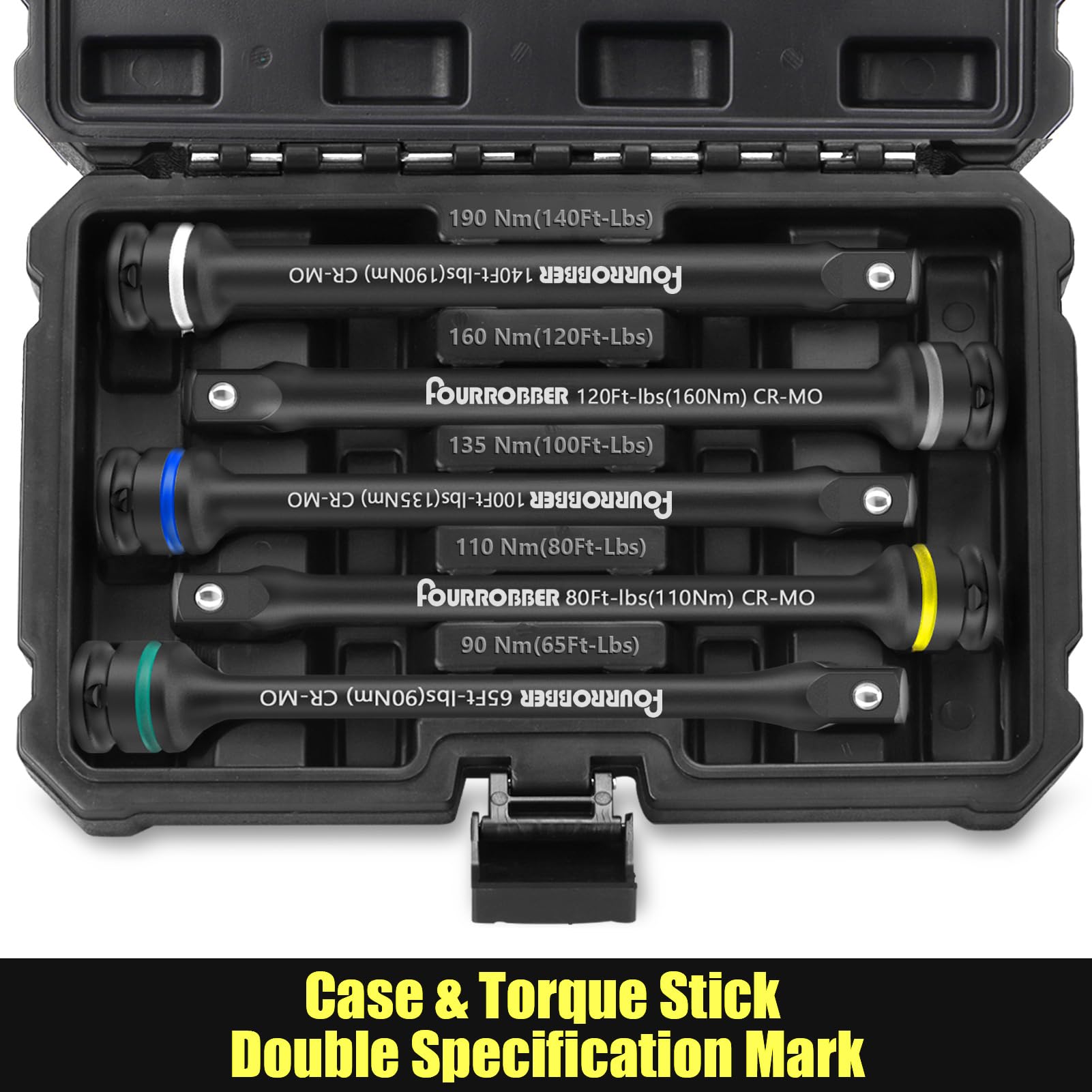 Fourrobber 1/2″ Drive Torque Limiting Extension Bar Set, 5-Piece Lug ...