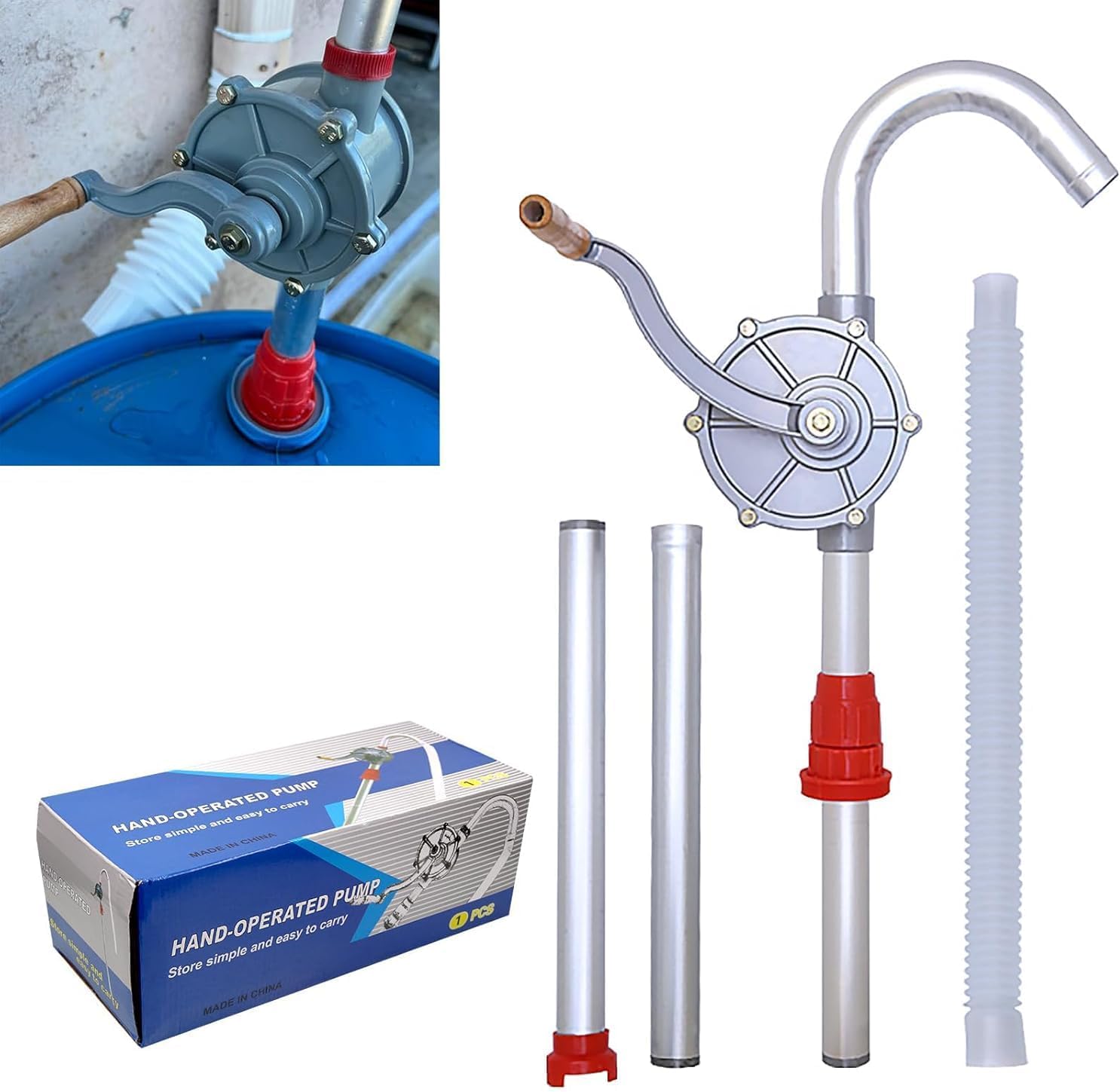 Amazon.com: Drum Rotary Hand Pump Aluminum Alloy Heavy Duty Manual Oil ...