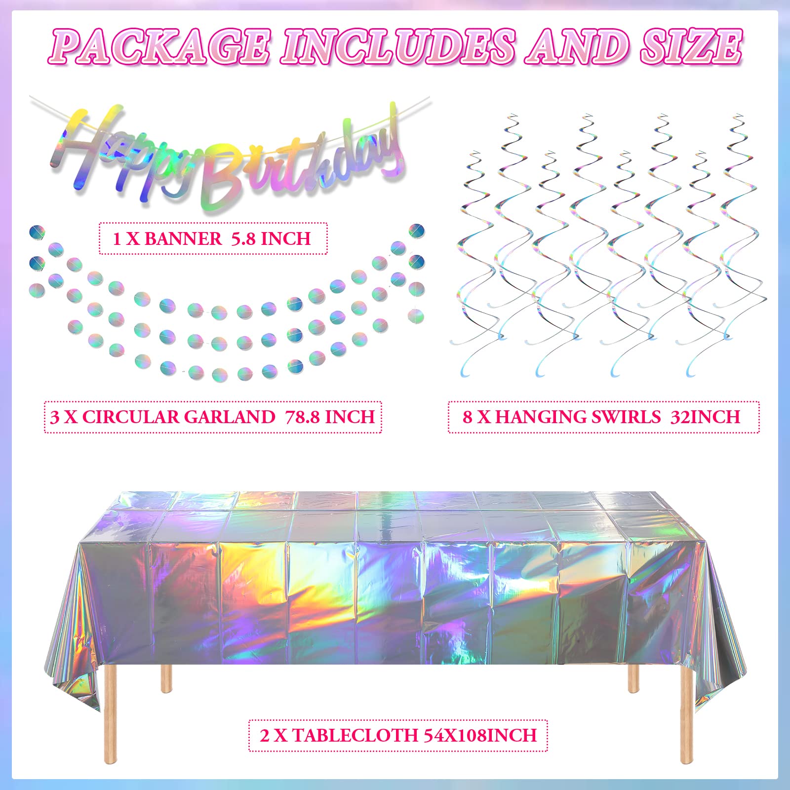 Snapklik.com : Iridescent Happy Birthday Banner Party Decorations ...