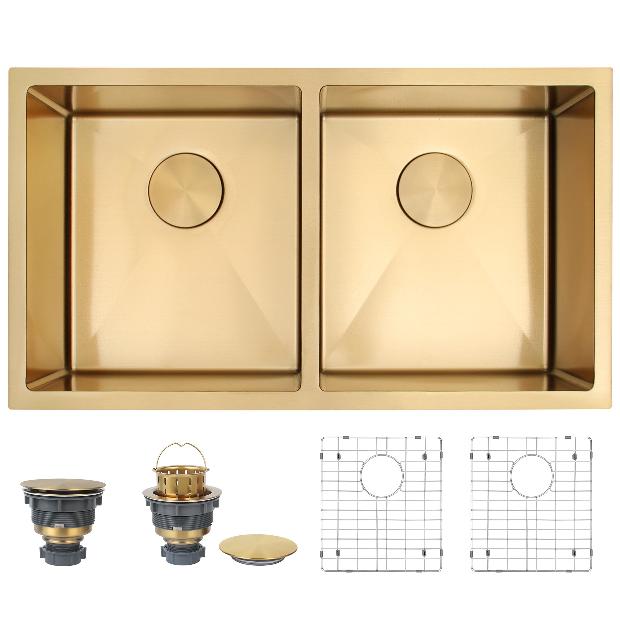 Snapklik.com : Gold Kitchen Sink, 32" Undermount Kitchen Sink, 50/50 ...