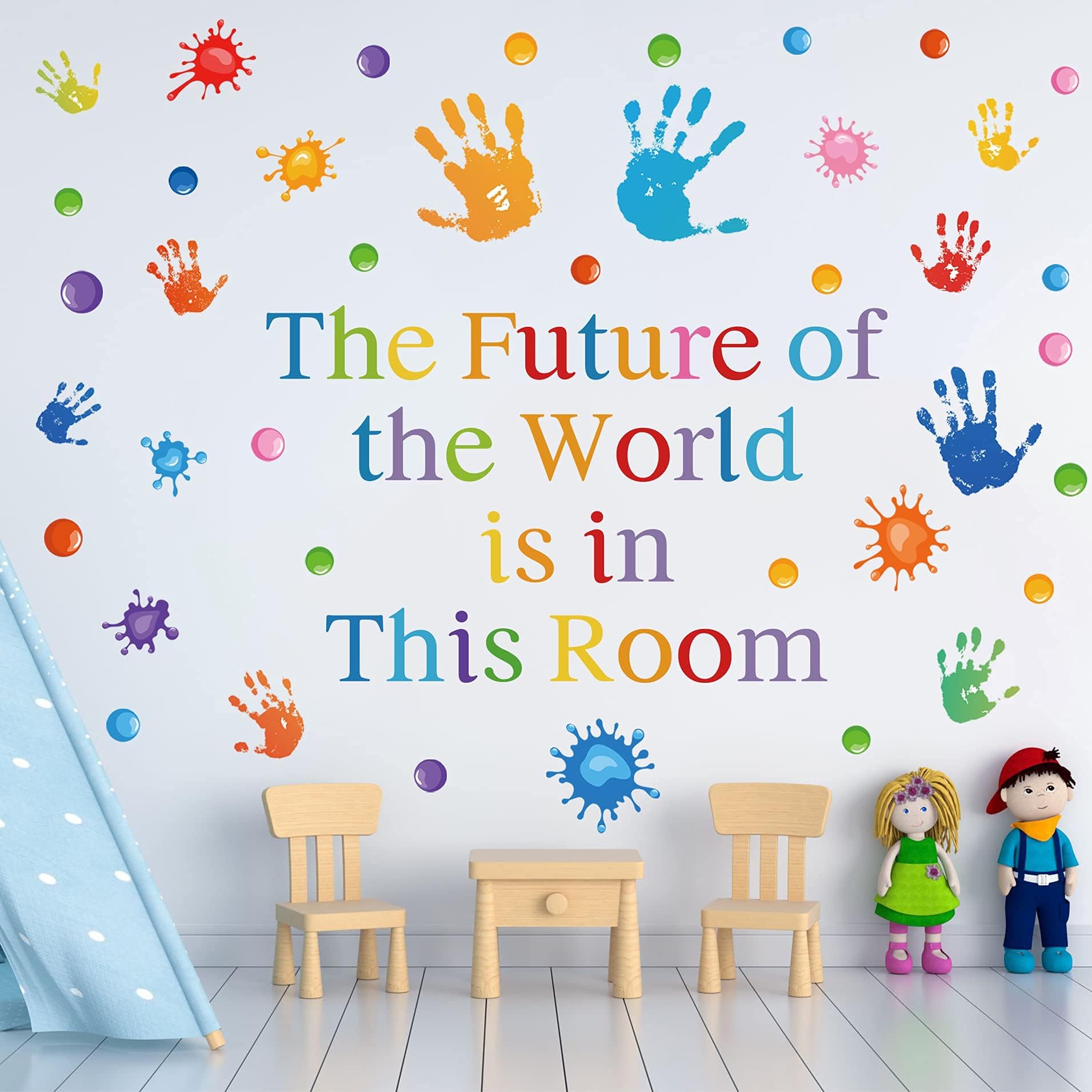 Amazon.com: 32 Pieces Colorful Handprint Wall Stickers DIY Handprint ...