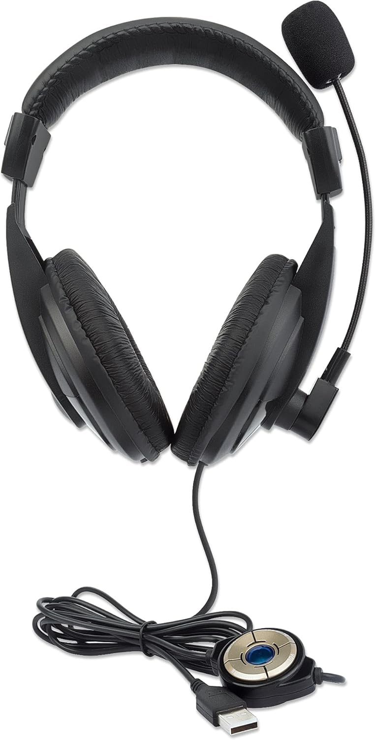 Amazon.com: Manhattan Stereo USB Headset - Lightweight Over-Ear Design ...