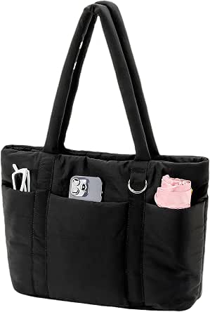 Amazon.com: Herald Multi Pocket Tote Bag for Women, Large Puffy ...
