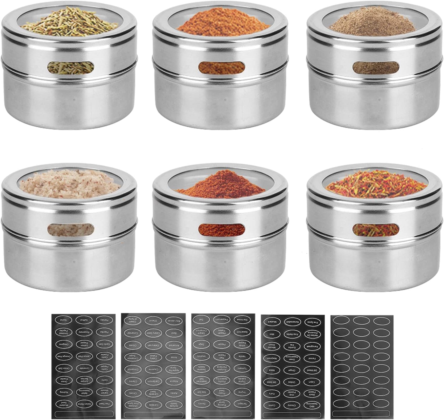 Amazon.com: Magnetic Spice Tins 6 Pcs Stainless Steel Magnetic Spice ...