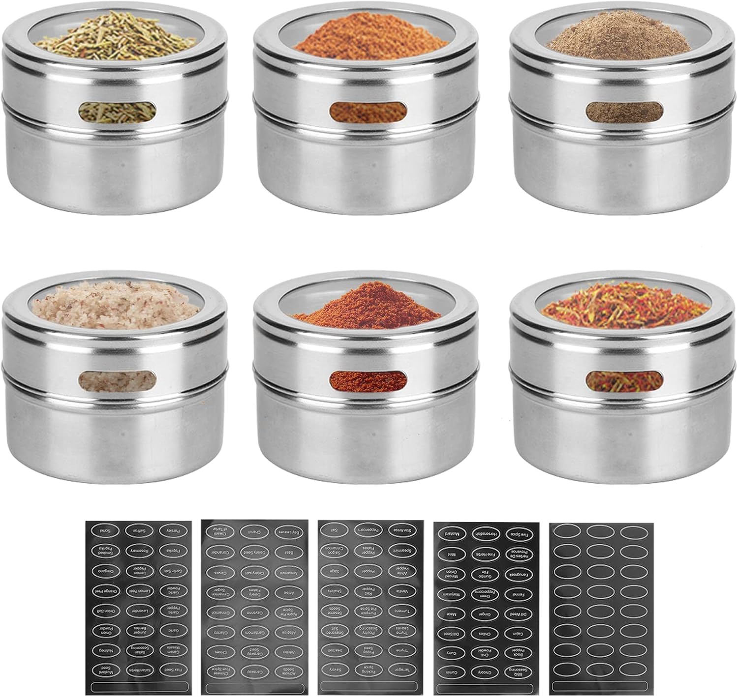 Amazon.com: Magnetic Spice Tins 6 Pcs Stainless Steel Magnetic Spice ...