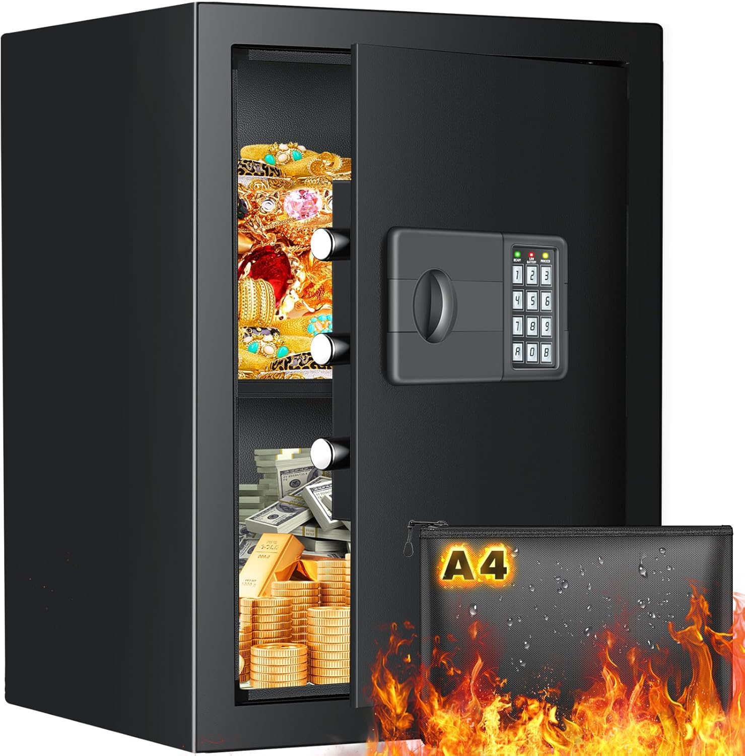 2.5 Cubic Large Fireproof Safe with Fireproof Document Bag, Anti-Theft ...