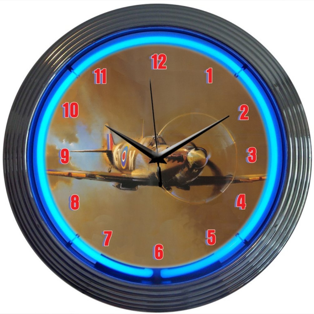 Amazon.com: Neonetics Retro WWII Spitfire Airplane Neon Wall Clock, 15 ...