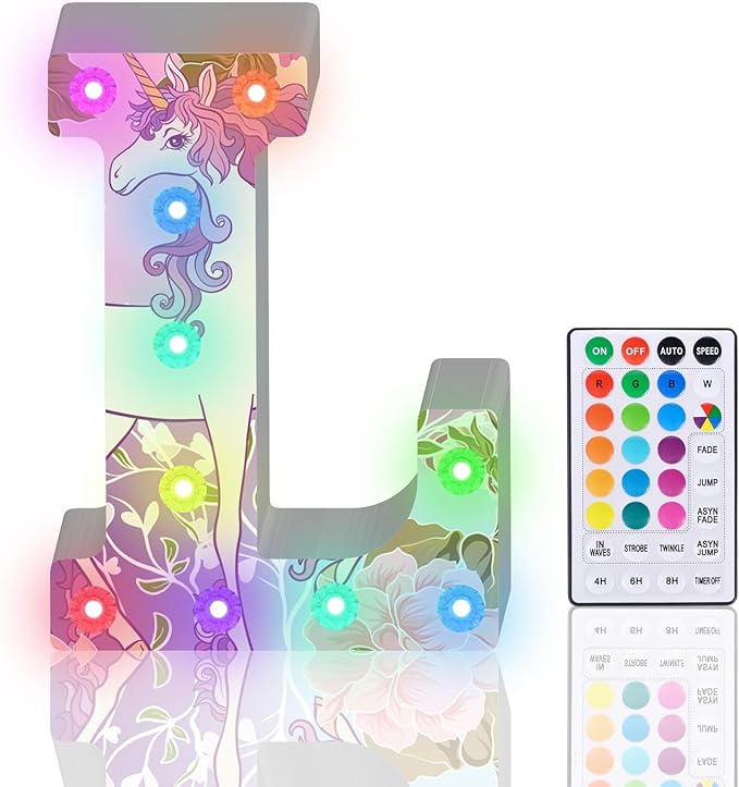 Light Up Letters, Glitter LED Letter Lights 18 Color Changing Diamond ...