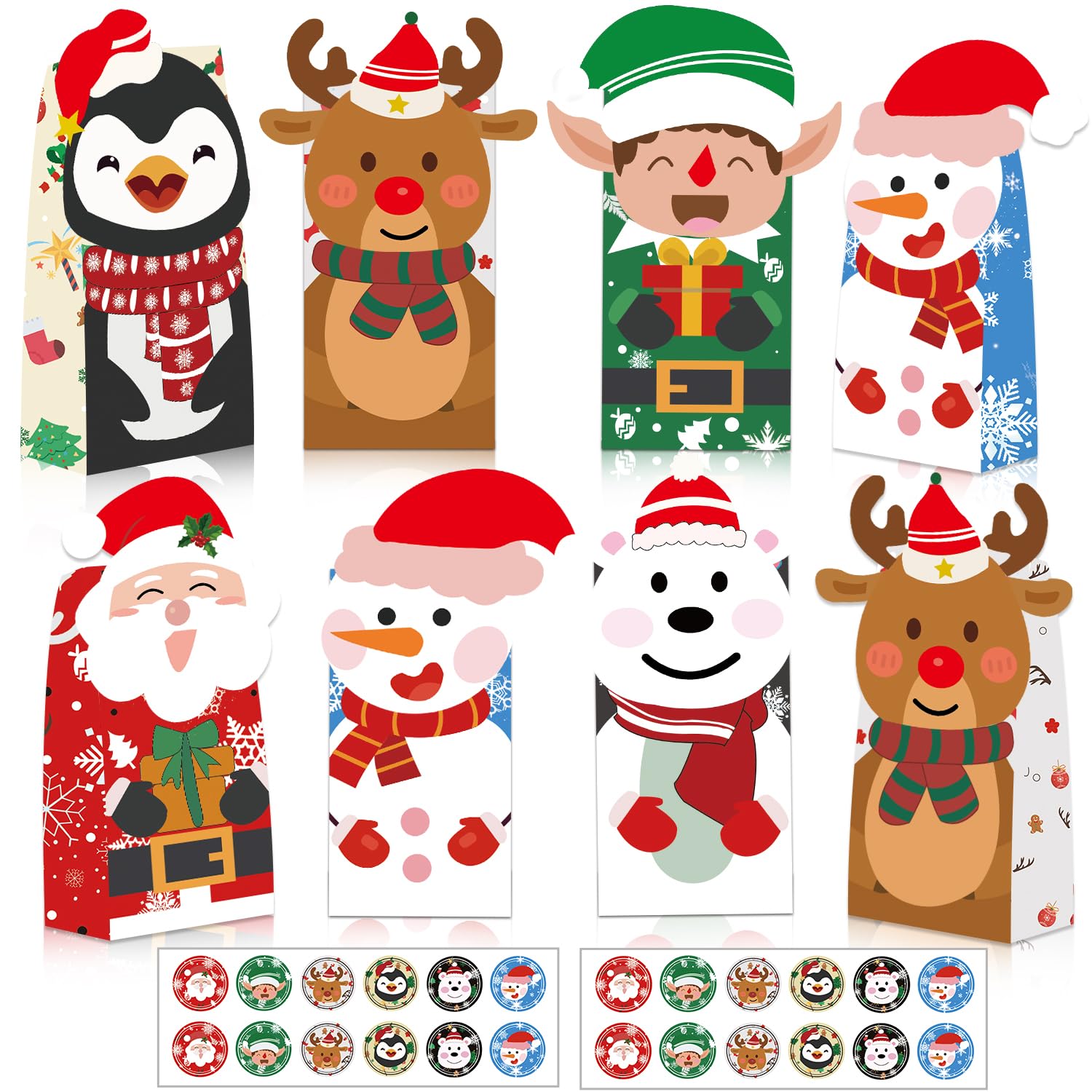 Amazon.com: 24PCS Christmas Treat Bags with Christmas Stickers ...