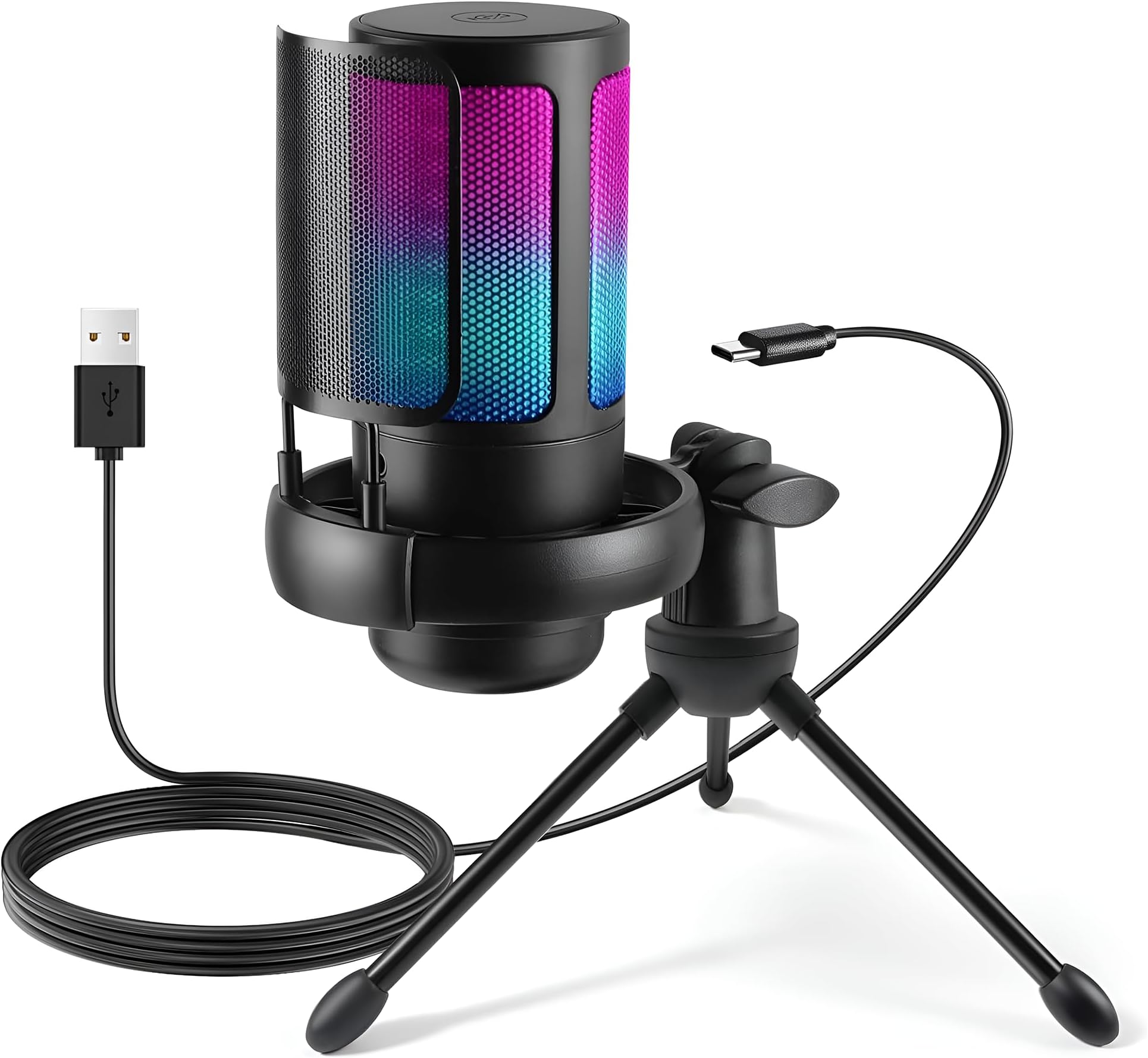 Amazon.com: ZealSound Gaming USB Microphone for PC,RGB Condenser ...