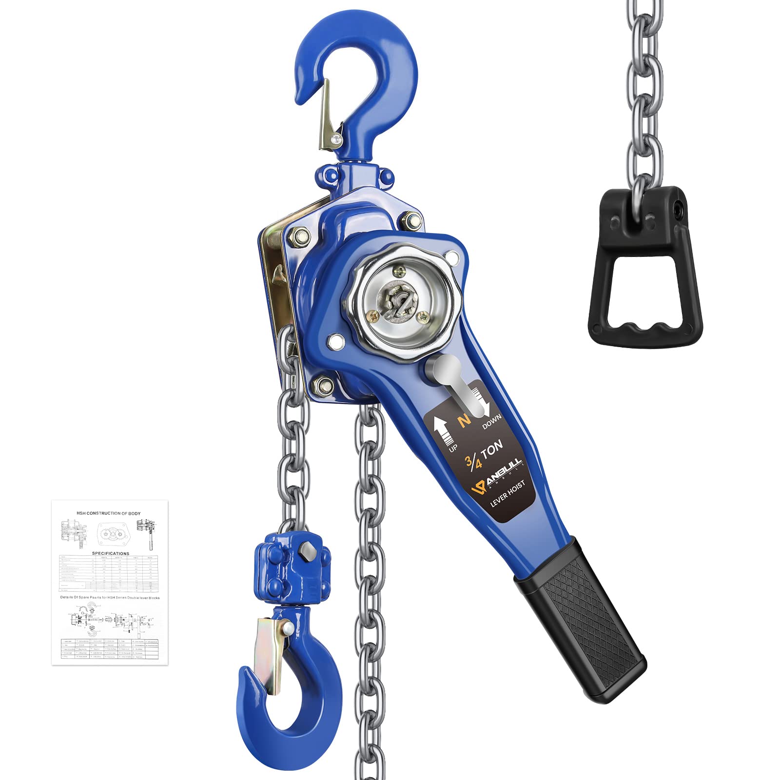 Buy ANBULL Lever Chain Hoist 1650LBS 10FT, 0.75T 3M Manual Ratchet ...