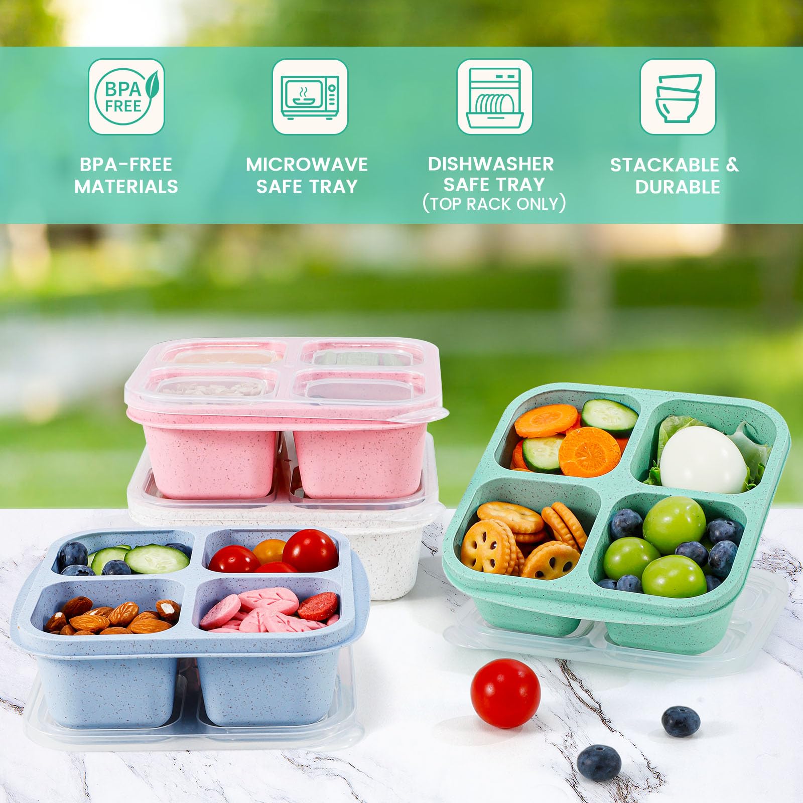 Snapklik.com : Caperci 4 Pack Bento Snack Boxes Lunchable Containers ...