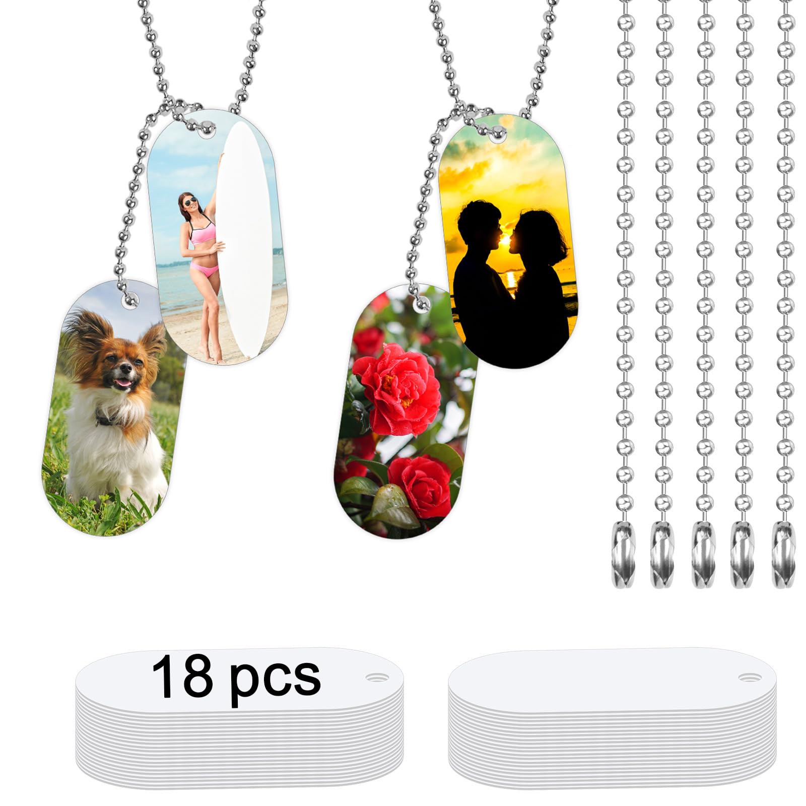Amazon.com: 18 pcs Sublimation Dog Tags Blanks,Sublimation Necklace ...