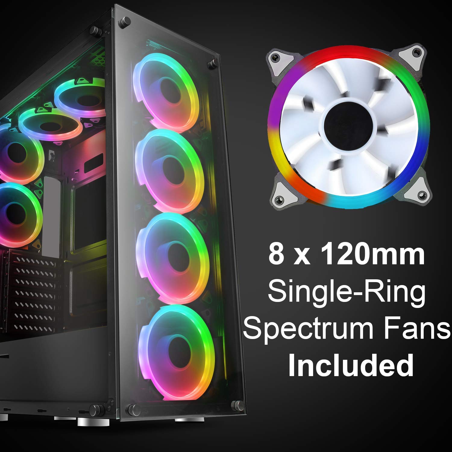 GameMax Predator Full-ATX PC Gaming Case, 8 x ARGB, Full Tempered Glass ...